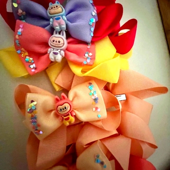 Accessories | 6 Piece Bow Ser Colorful Labubu Character Hair Bows For ...